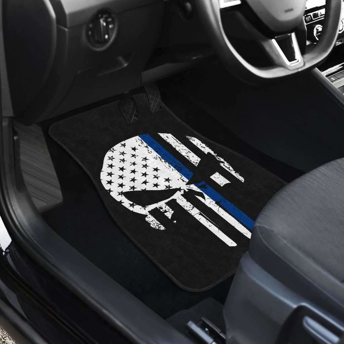 Thin Blue Line Punisher Skull Police Car Mats Set Of 4 Universal Fit ...