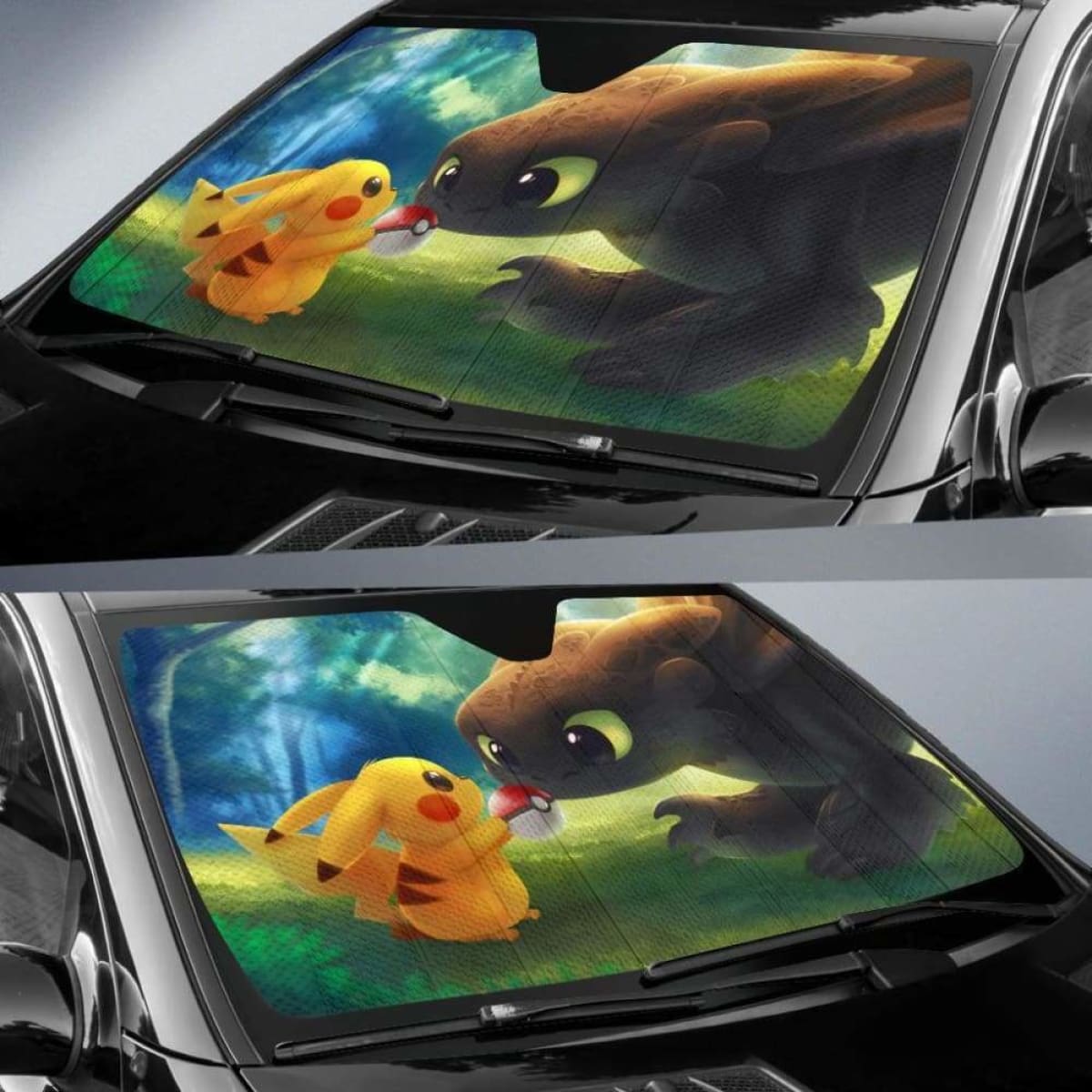 Toothless Pikachu Car Sun Shades 918b Universal Fit - Gift Family ...